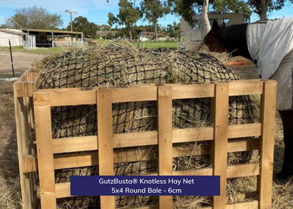 Knotless Hay Nets - 5'x4' Round Bale – GutzBusta® Slow Feed Hay Nets